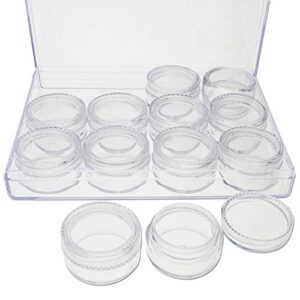 the beadsmith personality case – clear storage organizer box, 5 x 3.75 x 0.9 inches – includes 12 small containers with lids – 1.2 x 0.7 inches, bead holder