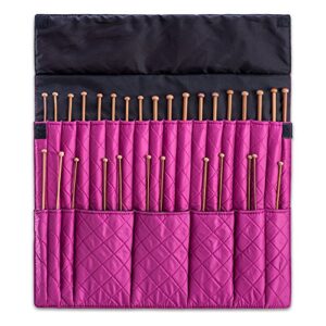 denoa knitting needle storage case – crochet hook folding organizer travel wrap – orchid