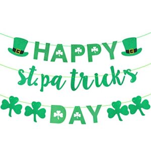 glitter happy st patricks day banner, st. patricks day banner decorations, felt shamrock clover garland banner, happy st patricks day decorations, st patty’s day banner decorations (pre-assemebled )