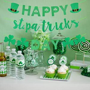 Glitter Happy St Patricks Day Banner, St. Patricks Day Banner Decorations, Felt Shamrock Clover Garland Banner, Happy St Patricks Day Decorations, St Patty’s Day Banner Decorations (Pre-Assemebled )