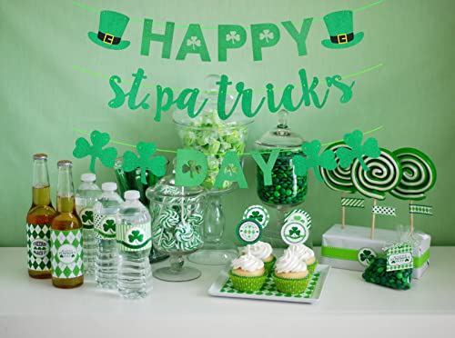 Glitter Happy St Patricks Day Banner, St. Patricks Day Banner Decorations, Felt Shamrock Clover Garland Banner, Happy St Patricks Day Decorations, St Patty’s Day Banner Decorations (Pre-Assemebled )