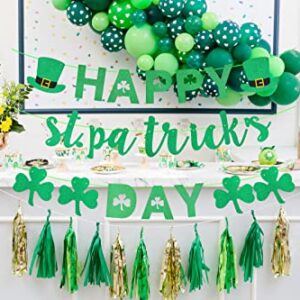 Glitter Happy St Patricks Day Banner, St. Patricks Day Banner Decorations, Felt Shamrock Clover Garland Banner, Happy St Patricks Day Decorations, St Patty’s Day Banner Decorations (Pre-Assemebled )