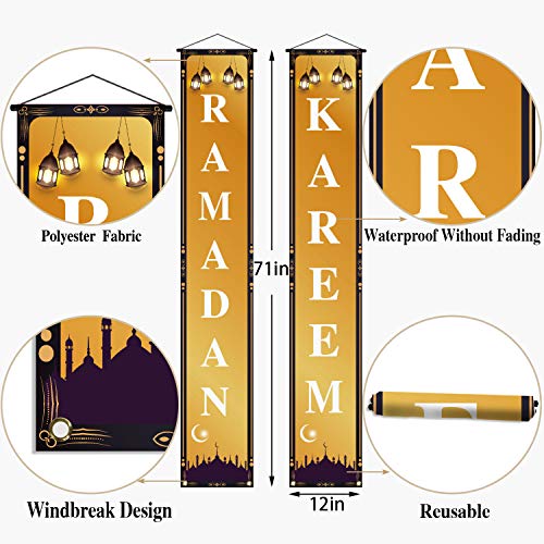 Pudodo Ramadan Kareem Porch Banner Eid Mubarak Islam Mosque Front Door Party Decoration