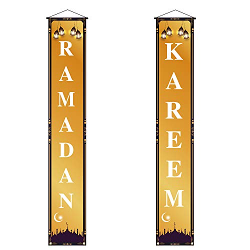 Pudodo Ramadan Kareem Porch Banner Eid Mubarak Islam Mosque Front Door Party Decoration