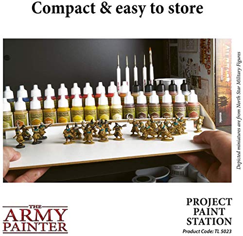 The Army Painter Model Paint Stand & Paint Brush Holder -Dropper Bottle Paint Rack, Paint Station with Brush Organizer-Paint Organizer for Acrylic Painting for 30 Warpaints, 7 Paintbrushes & Water Cup