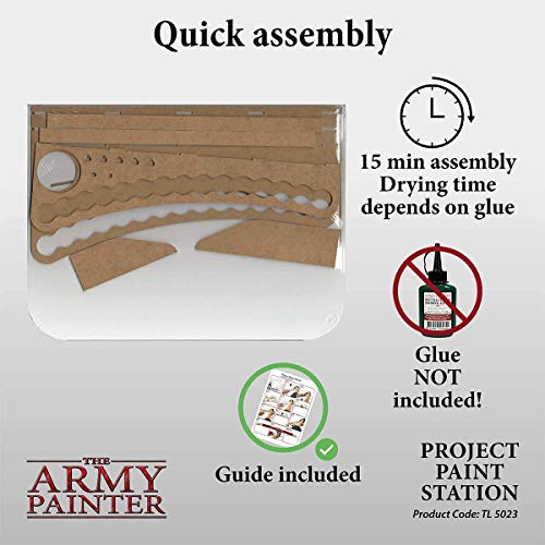 The Army Painter Model Paint Stand & Paint Brush Holder -Dropper Bottle Paint Rack, Paint Station with Brush Organizer-Paint Organizer for Acrylic Painting for 30 Warpaints, 7 Paintbrushes & Water Cup