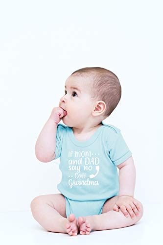 CBTwear If Mom and Dad Say No Call Grandma - Funny New Grandchild Presents - Cute Infant One-Piece Baby Bodysuit (6 Months, Light Blue)