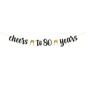 glitter cheers to 80 years banner, 80th birthday decorations for men or women, 80th birthday banner, 80th birthday garlands bunting decor