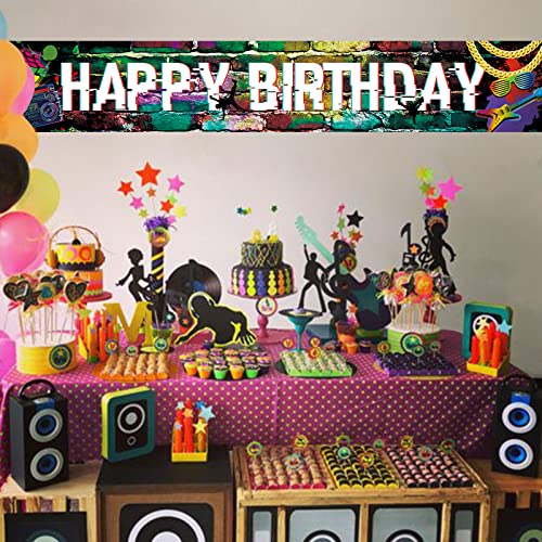 MEFENG 80's 90's Birthday Hip Hop Theme Happy Birthday Backdrop Radio Fashion Colorful Birthday Decorations -9.8x1.6 ft.