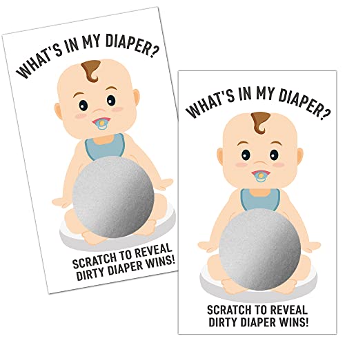 Hafhue 50 Pack What‘s in My Diaper Scratch Off Game Scratch Off Cards for Baby Shower, Baby Shower Activity and Idea, Silly Activity for Ice Breakers