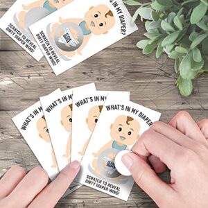 Hafhue 50 Pack What‘s in My Diaper Scratch Off Game Scratch Off Cards for Baby Shower, Baby Shower Activity and Idea, Silly Activity for Ice Breakers