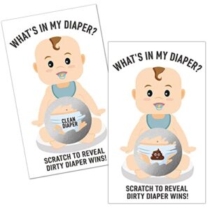 Hafhue 50 Pack What‘s in My Diaper Scratch Off Game Scratch Off Cards for Baby Shower, Baby Shower Activity and Idea, Silly Activity for Ice Breakers