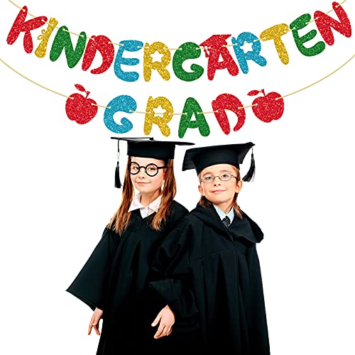 N/W Kindergarten Grad Banner for Preschool Kids 2021 Graduation Party Decorations,Glitter Kindergarten Garland Sign Congrats Grad Favor Supplies