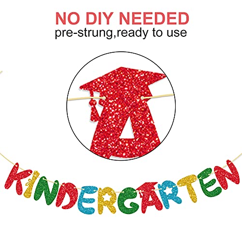 N/W Kindergarten Grad Banner for Preschool Kids 2021 Graduation Party Decorations,Glitter Kindergarten Garland Sign Congrats Grad Favor Supplies