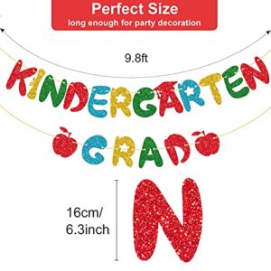 N/W Kindergarten Grad Banner for Preschool Kids 2021 Graduation Party Decorations,Glitter Kindergarten Garland Sign Congrats Grad Favor Supplies