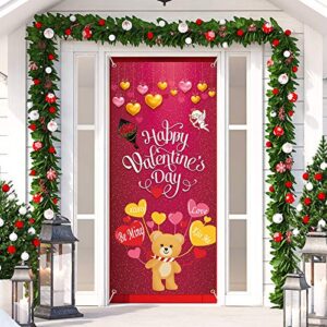 happy valentine’s day door cover valentine’s day hanging banner large fabric door hanging decoration valentines outdoor party backdrop for house door valentine’s day party