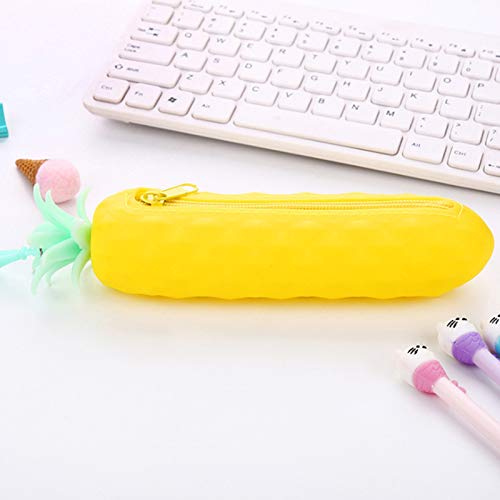 Pencil Pouch, Carrot Banana Fruit Silicone Pencil Case Storage Pen Bag Coin Purse Key Wallet - Eggplant