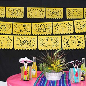 yellow party decorations papel picado banners for fiestas, weddings, birthdays, bridal showers and baby showers, made from tissue paper ws65