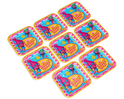 American Greetings Trolls Paper Dessert Plates, 8 Count