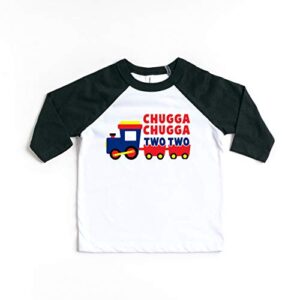 little spunkies chugga chugga two two birthday toddler raglan shirt black