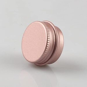 DLIBUY 50 Pcs 5ml Empty Round Matte Pink Aluminum Tin Jars with Screw Lids Cosmetics Lip Balm Containers Pots for DIY Candle, Salve Powder, Crafts, Storage Cans 3x Alu Spoon, 540x Ø 2cm Labels