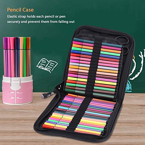 Pencil Roll Pouch 72/120 Slots Canvas Pencil Wrap Portable Pencils Roll Up Case for Artist, School, Office(72 Slots)