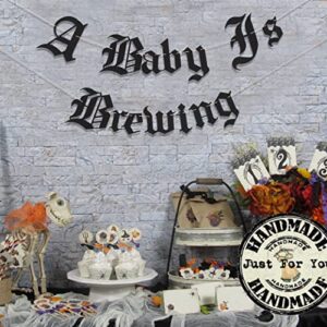 Gothic Letter A Baby Is Brewing Banner - Baby Shower Banner for Party Decor, Baby Announcement Banner, Pregnancy Announcement, Gender Reveal Party Decoration