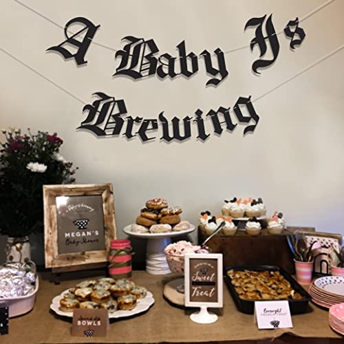 Gothic Letter A Baby Is Brewing Banner - Baby Shower Banner for Party Decor, Baby Announcement Banner, Pregnancy Announcement, Gender Reveal Party Decoration