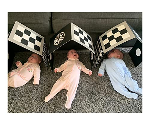 Samuel Sensory Baby Sensory & Development Fold Out Boards, Black and White, Simple Geometric Shapes, Made from 700GSM Card, Stands Independently.