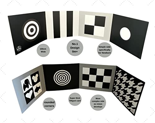 Samuel Sensory Baby Sensory & Development Fold Out Boards, Black and White, Simple Geometric Shapes, Made from 700GSM Card, Stands Independently.