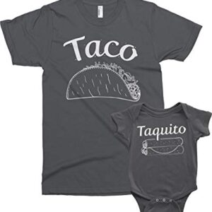 Threadrock Taco & Taquito Infant Bodysuit & Men's T-Shirt Matching Set (Baby: 12M, Charcoal|Men's: XL, Charcoal)