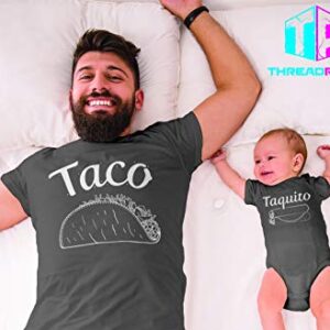 Threadrock Taco & Taquito Infant Bodysuit & Men's T-Shirt Matching Set (Baby: 12M, Charcoal|Men's: XL, Charcoal)