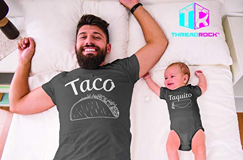 Threadrock Taco & Taquito Infant Bodysuit & Men's T-Shirt Matching Set (Baby: 12M, Charcoal|Men's: XL, Charcoal)