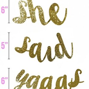 She Said Yaaas Banner Gold Fancy Felt Glitter Engagement Party Photo Prop Banner Bachelorette Parties Decorations