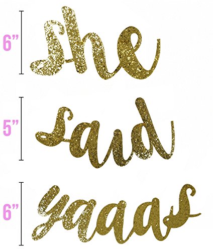 She Said Yaaas Banner Gold Fancy Felt Glitter Engagement Party Photo Prop Banner Bachelorette Parties Decorations