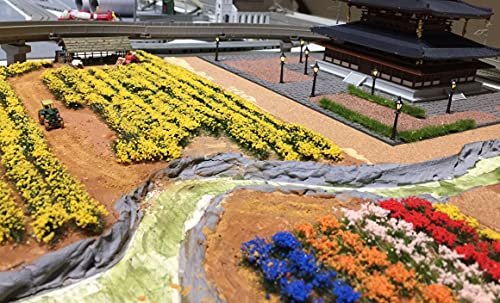 60 Pcs DIY Miniature Colorful Flower Cluster Self Adhesive Flower Vegetation Groups Static Grass Tufts for Train Landscape Railroad Scenery Sand Military Layout Model Miniature Bases and Dioramas