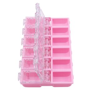 rurah 12 grid storage box organiser nail art rhinestone jewelry diamonds earrings beads display diy art craft case organizer storage container,pink