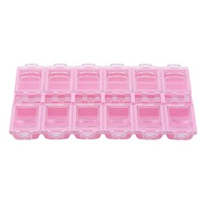 Rurah 12 Grid Storage Box Organiser Nail Art Rhinestone Jewelry Diamonds Earrings Beads Display DIY Art Craft Case Organizer Storage Container,Pink