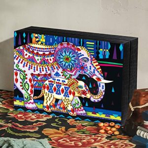 URYY DIY Diamond Painting Jewelry Box Kit,Special Shape Rhinestone PU Leather Rings Necklace Bracelet Organizer Storage Box Gift Case-Elephant