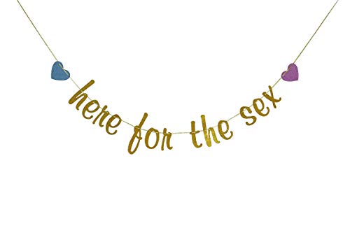 Here for the Sex Banner, Glitter Gender Reveal Bunting, He or She Decors, Boy or Girl Baby Shower Party Decorations, Gold