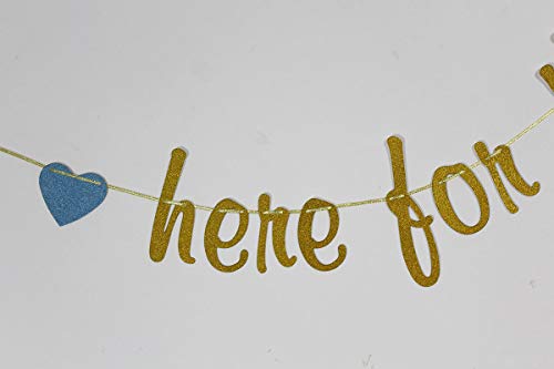 Here for the Sex Banner, Glitter Gender Reveal Bunting, He or She Decors, Boy or Girl Baby Shower Party Decorations, Gold