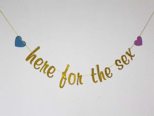 Here for the Sex Banner, Glitter Gender Reveal Bunting, He or She Decors, Boy or Girl Baby Shower Party Decorations, Gold