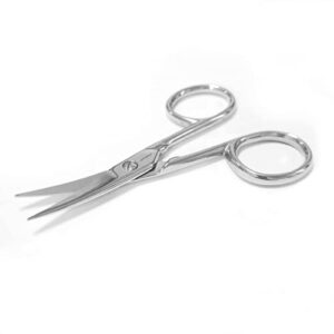 JARVISTAR Small Embroidery Curved Scissors, 4” Forged Stainless Steel Detail Craft Yarn Scissors, Pointed Tip Sharp Metal Precision Little Scissors for Fabric Sewing Needle Work, DIY craft