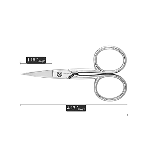 JARVISTAR Small Embroidery Curved Scissors, 4” Forged Stainless Steel Detail Craft Yarn Scissors, Pointed Tip Sharp Metal Precision Little Scissors for Fabric Sewing Needle Work, DIY craft