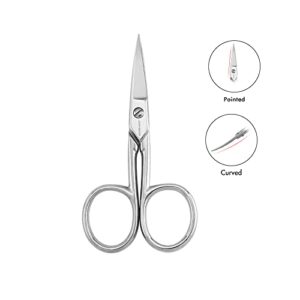 JARVISTAR Small Embroidery Curved Scissors, 4” Forged Stainless Steel Detail Craft Yarn Scissors, Pointed Tip Sharp Metal Precision Little Scissors for Fabric Sewing Needle Work, DIY craft