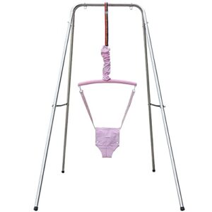 zsqsm baby door jumper swing door frame playful baby bouncer portable foldable stand scientific saddle for active babies baby swing hammock seat joyful baby exerciser, pink