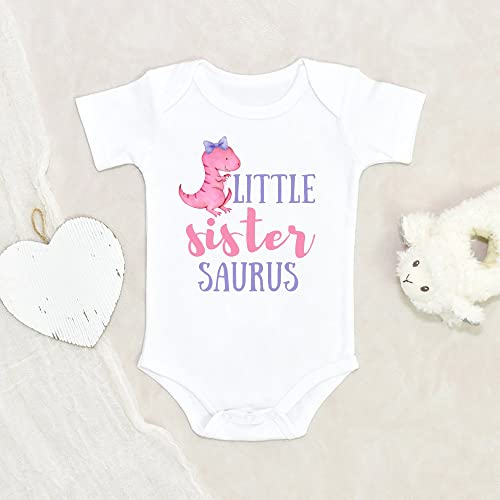 Little Sister Saurus Baby Bodysuit, Baby Pregnancy Announcement Baby Onesie, Baby Coming Soon Baby Bodysuit, Shirt For Soon To Be Grandparents, Funny Soon To Be Parents Gift