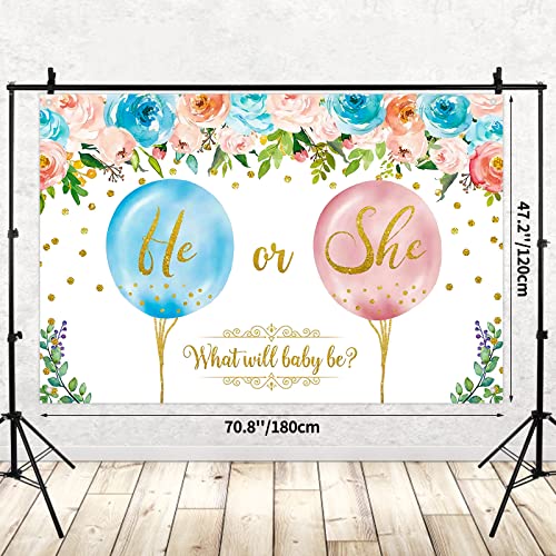 Gender Reveal Decorations Backdrop, Baby Gender Reveal Ideas, Party Supplies Banner Baby Shower Decorations Photography Background 70.8 x 47.2 inch