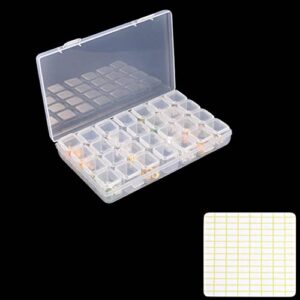 5d diamond painting storage, 28 grids transparent container box for beads, buttons, studs, diy accessories