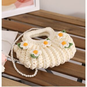 WYKDD Handmade Knitting Bag Wool Crochet Knitting Material Bag Hand Knitting Finished Bag